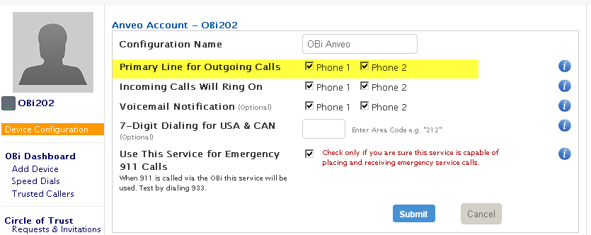 OBITALK - No Incoming Calls