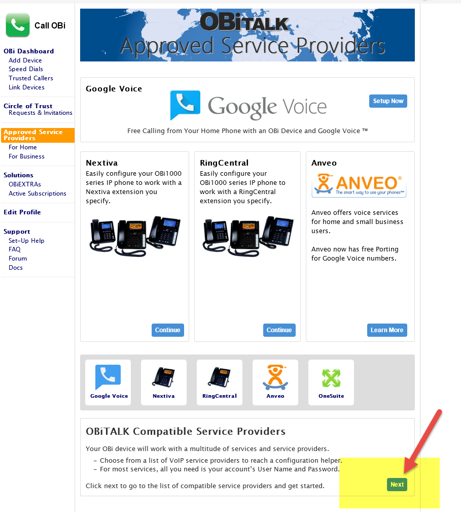 Configure OBIHAI IP phones (OBi1022,OBi1032,OBi1062) for Anveo
