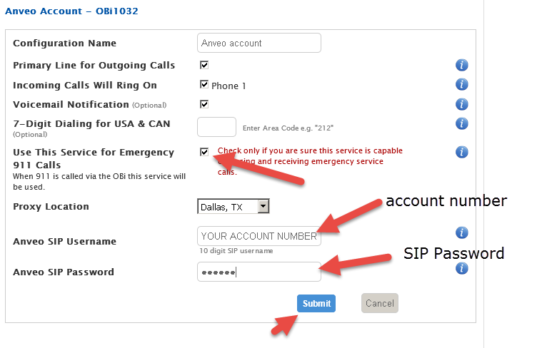 Configure OBIHAI IP phones (OBi1022,OBi1032,OBi1062) for Anveo
