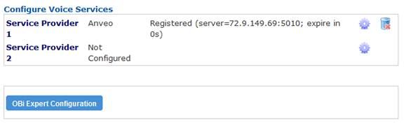Obi110 configuration for Anveo