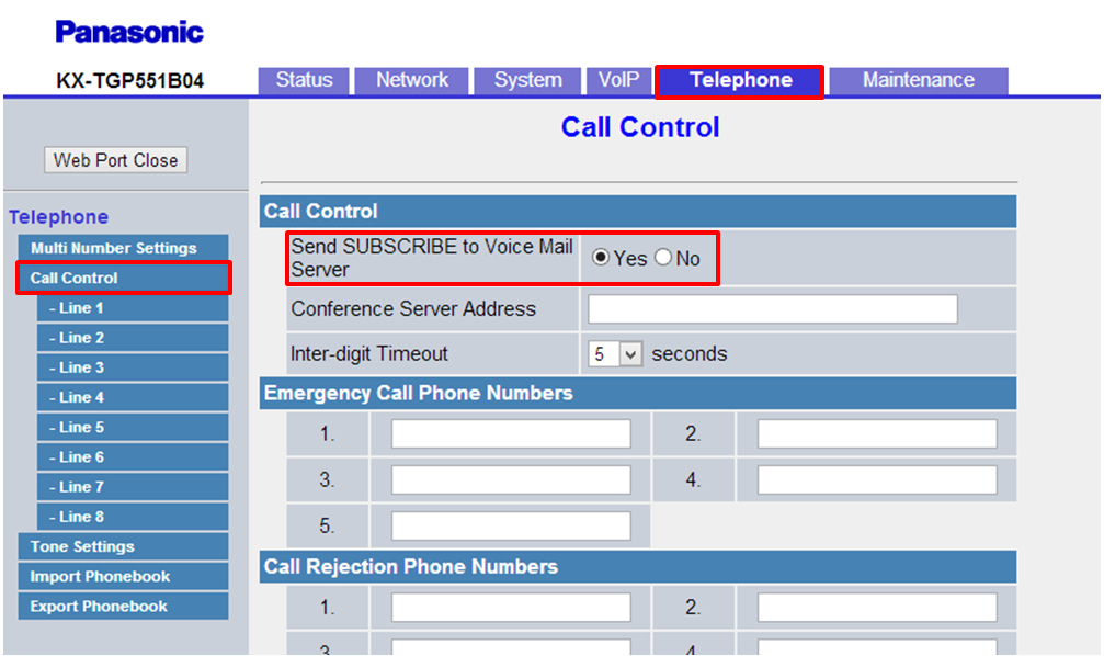 SIP Configuration for Panasonic KX-TGP500,KX-TGP551
